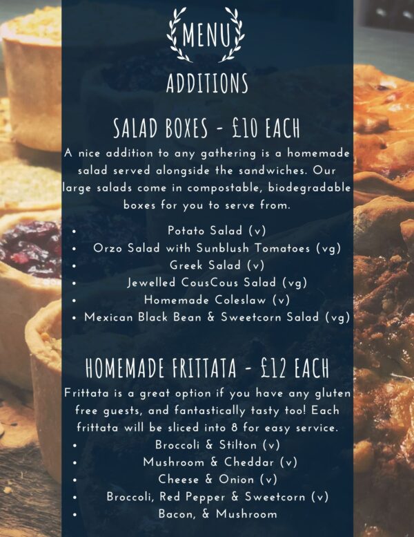 Gathering Menus - The Village Stores, Hartington