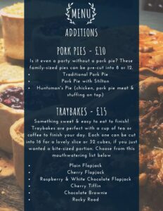 Gathering Menus - The Village Stores, Hartington