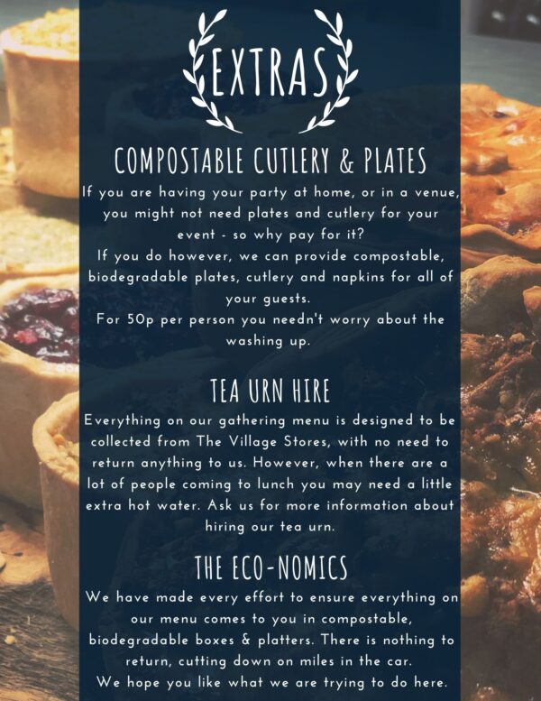 Gathering Menus - The Village Stores, Hartington